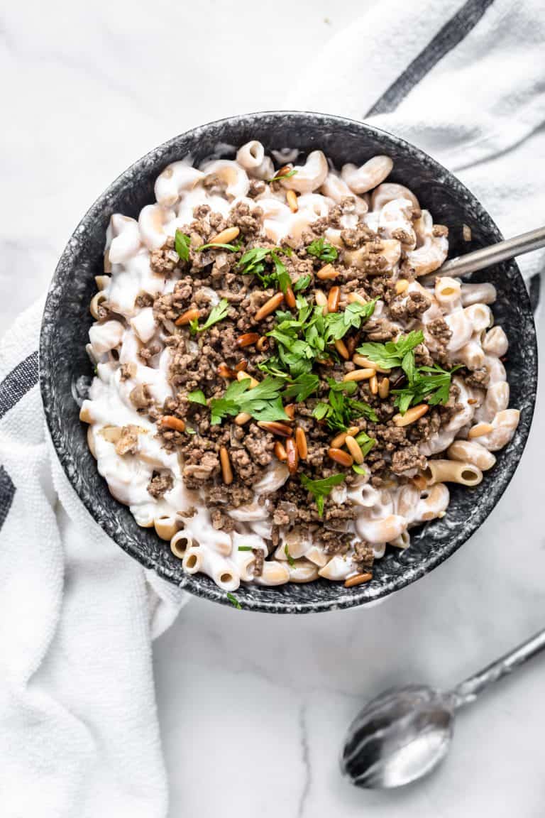 Pasta with Yogurt Sauce - Macarona billaban- Every Little Crumb