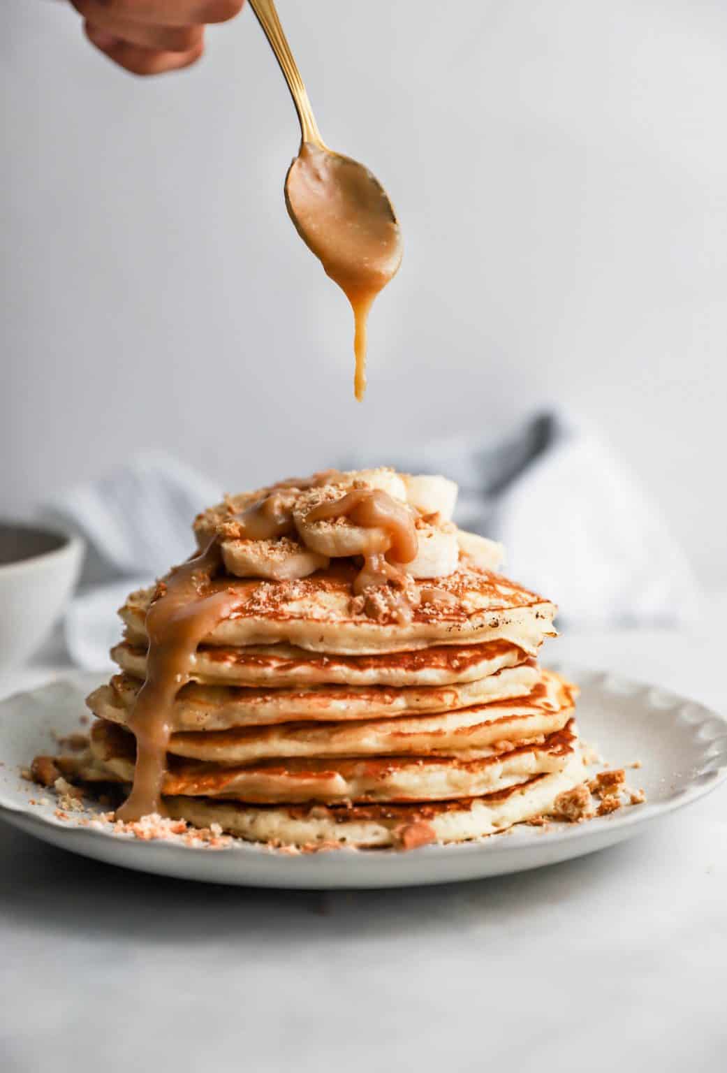 Banoffee Pancakes - Every Little Crumb toffee and banana pancakes ...