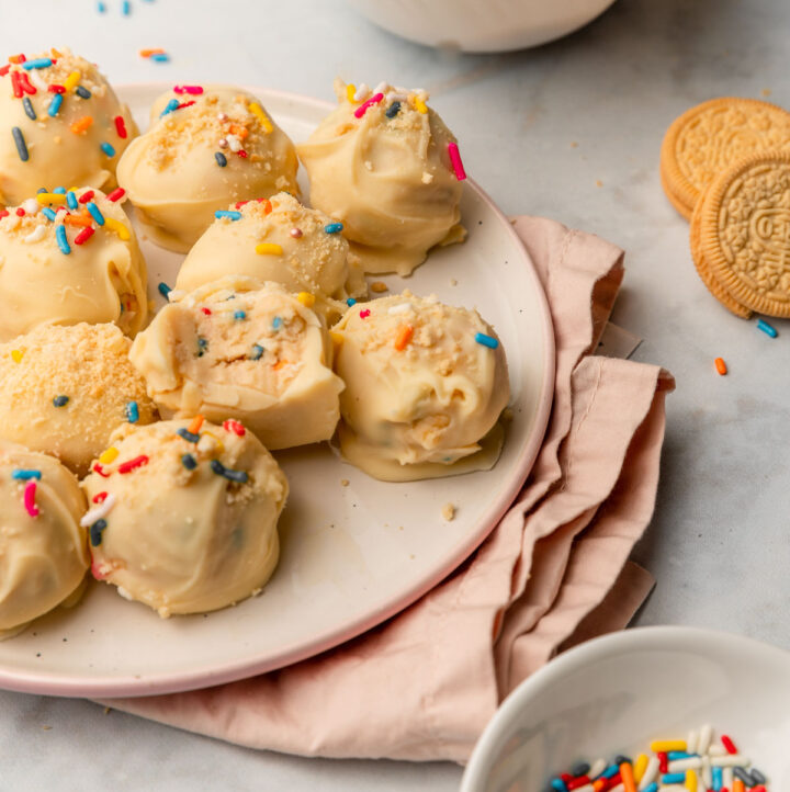 Golden Oreo Birthday Cake Truffles - Every Little Crumb