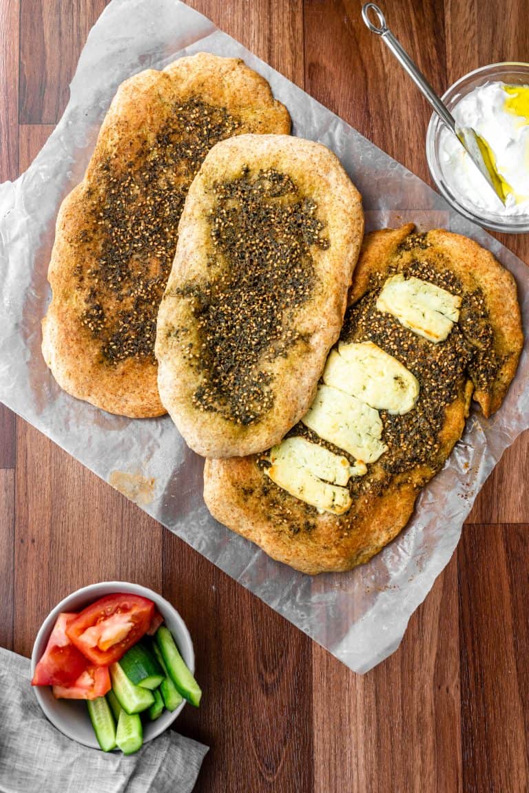 Manakish (cheese and zaatar Lebanese pizza) - Every Little Crumb Middle ...