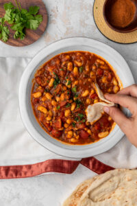Moroccan Stewed White Beans- Loubia - Every Little Crumb