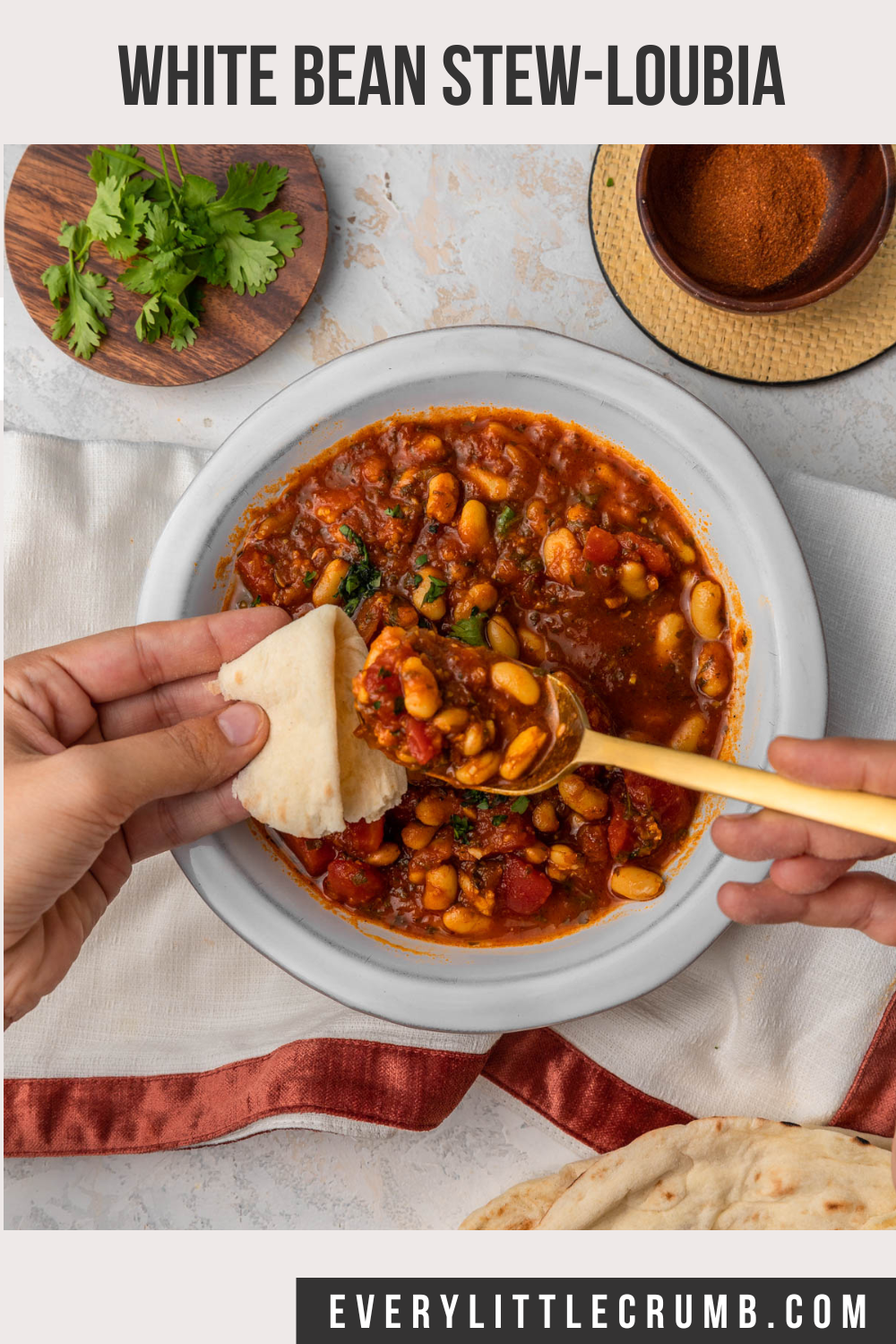 Moroccan Stewed White Beans- Loubia - Every Little Crumb