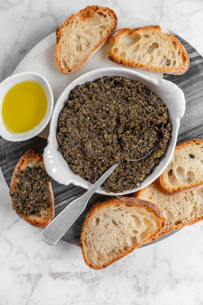Vegan Olive Tapenade (Black and Green Olives) - Every Little Crumb